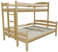 Vomaks Patrová postel s rozšířeným spodním lůžkem PPS 001 100/140 x 180 cm moření ořech vlevo (vyobrazeno)