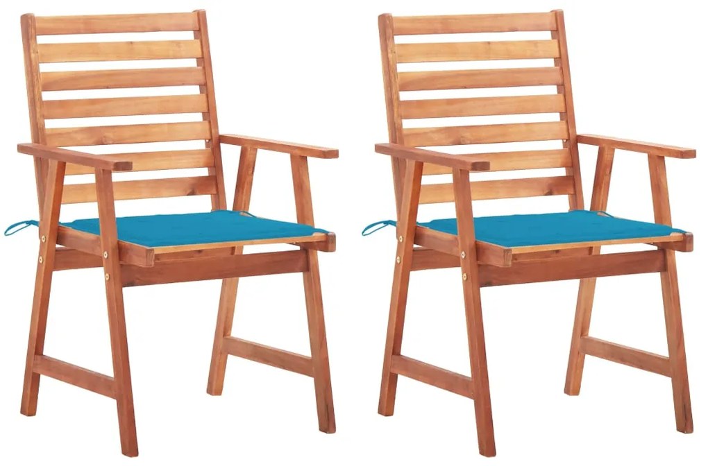 3064324 vidaXL Zahradní jídelní židle 2 ks s poduškami masivní akáciové dřevo