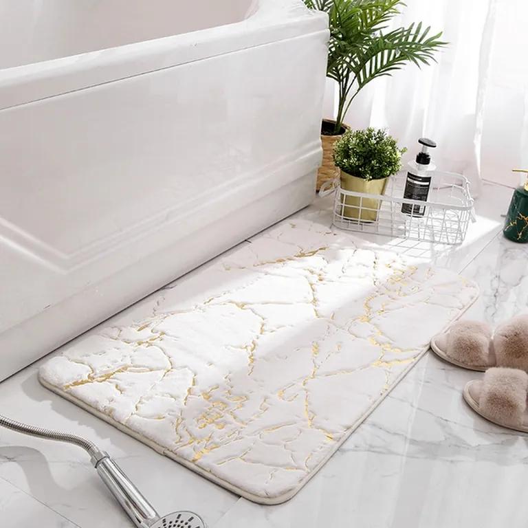 Protiskluzová koupelnová předložka s mramorovým vzorem Barevná varianta: mramorová krémově bílá, Rozměry: 80x120 cm