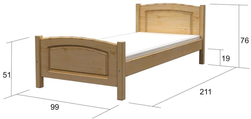 Via-nábytek Postel LUKAS masiv borovice 120 x 200 Povrchová úprava postele: Moření odstín dub