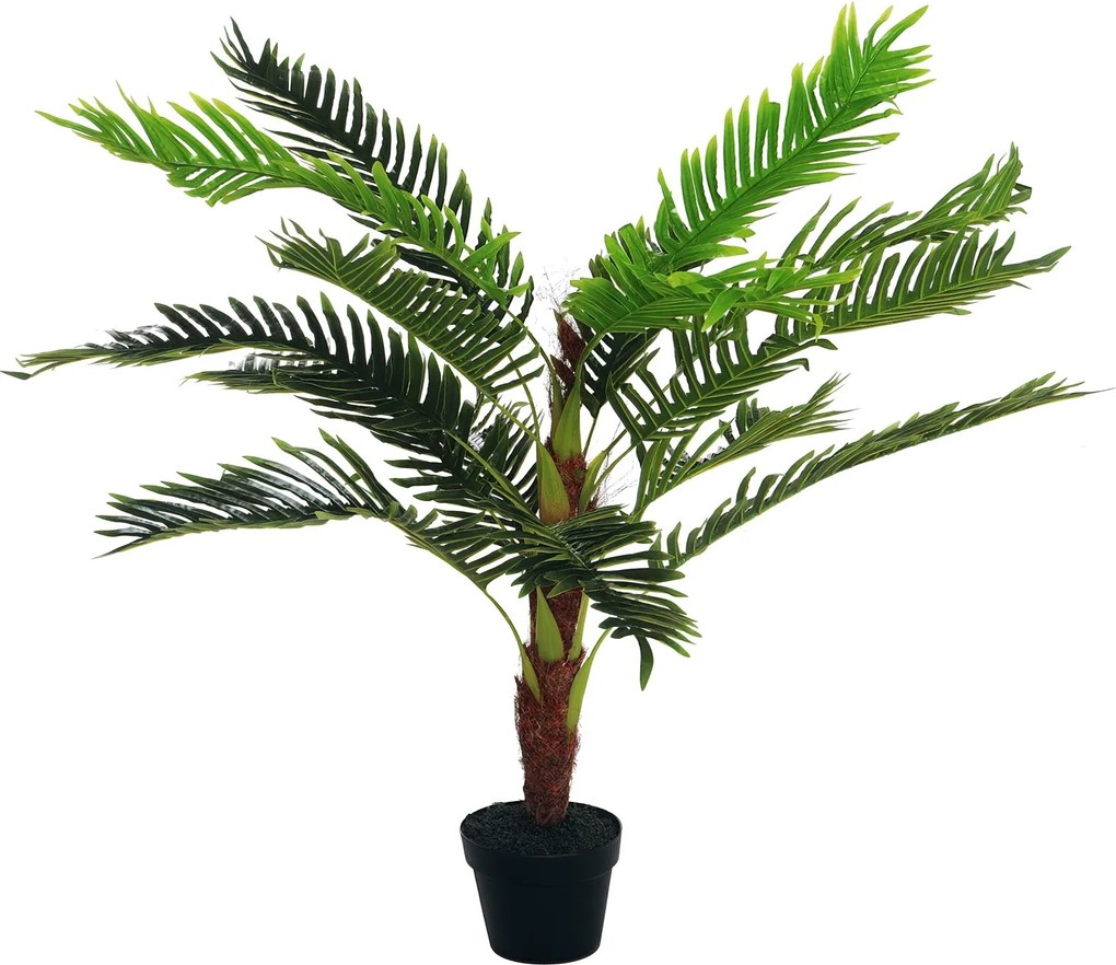 Umělý palmový strom Outsunny, výška 123 cm, dekorace, plastový květináč včetně, zelený | Aosom