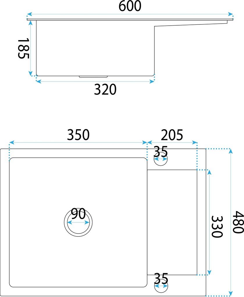 Rea Paul, 1-komorový nerezový dřez 600x480x185 mm, měděná matná, ZLE-06017