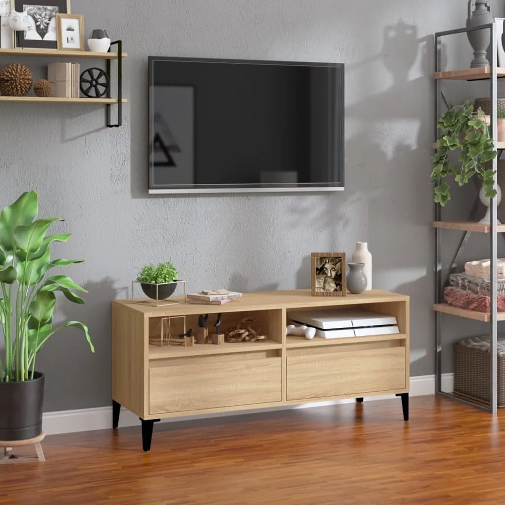 TV skříňka dub sonoma 100 x 34,5 x 44,5 cm kompozitní dřevo - Default Title