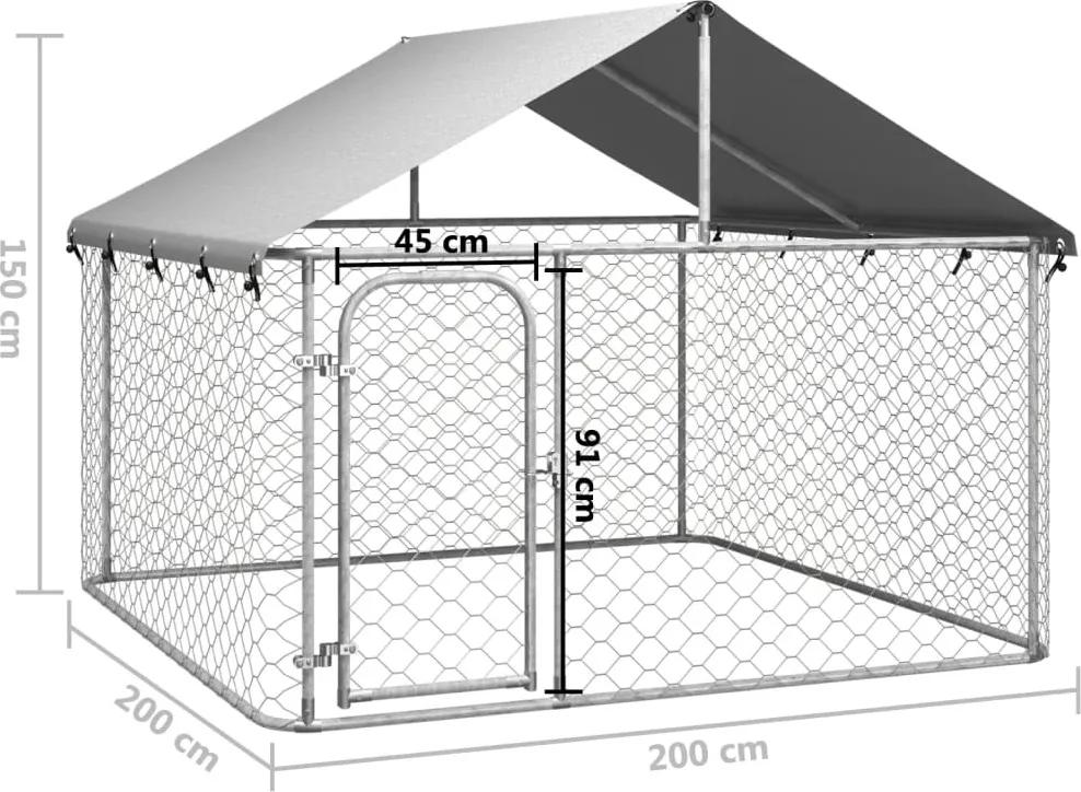 vidaXL Venkovní psí kotec se střechou 200 x 200 x 150 cm [171498]