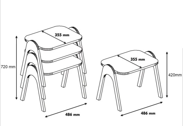 SADA 3x Odkládací stolek PARIS krémová/hnědá