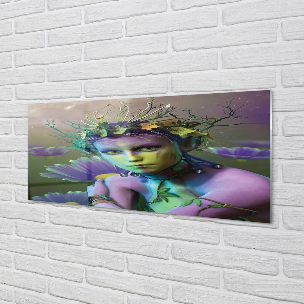 akrylový obraz Elf ženě květiny 120x60 cm