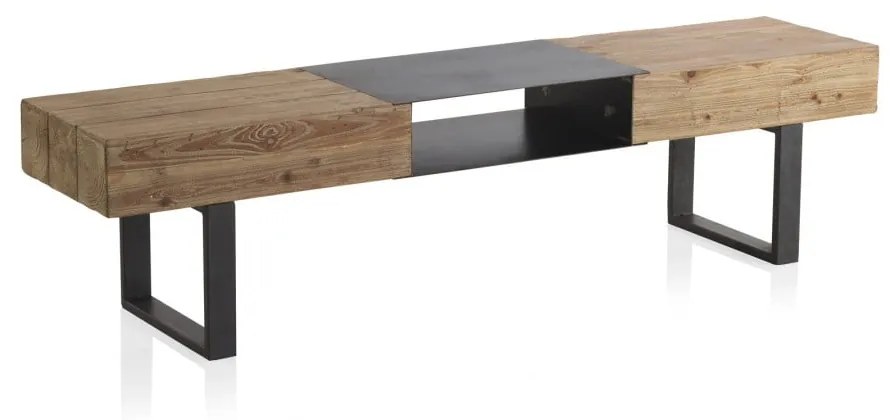 Dřevěný TV stolek s kovovými nohami Geese Robust, 180 x 40 cm