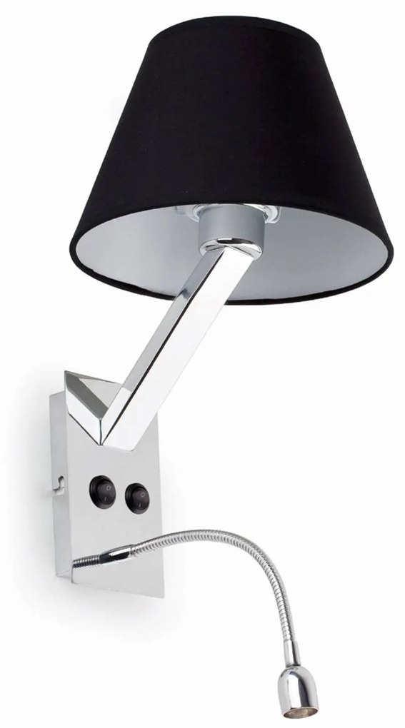 LED nástěnné světlo Moma-2 s lamp. Na čtení černé