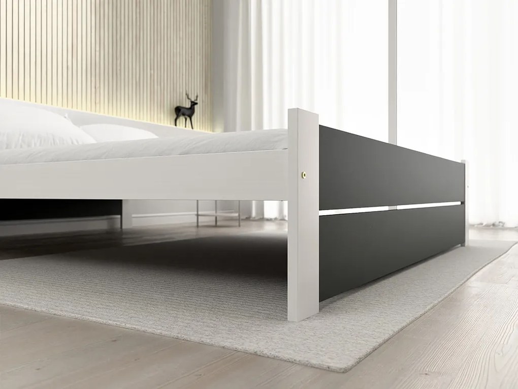 Postel IKAROS DOUBLE 160 x 200 cm, antracit/bílá Matrace: Bez matrace, Rošt: Bez roštu