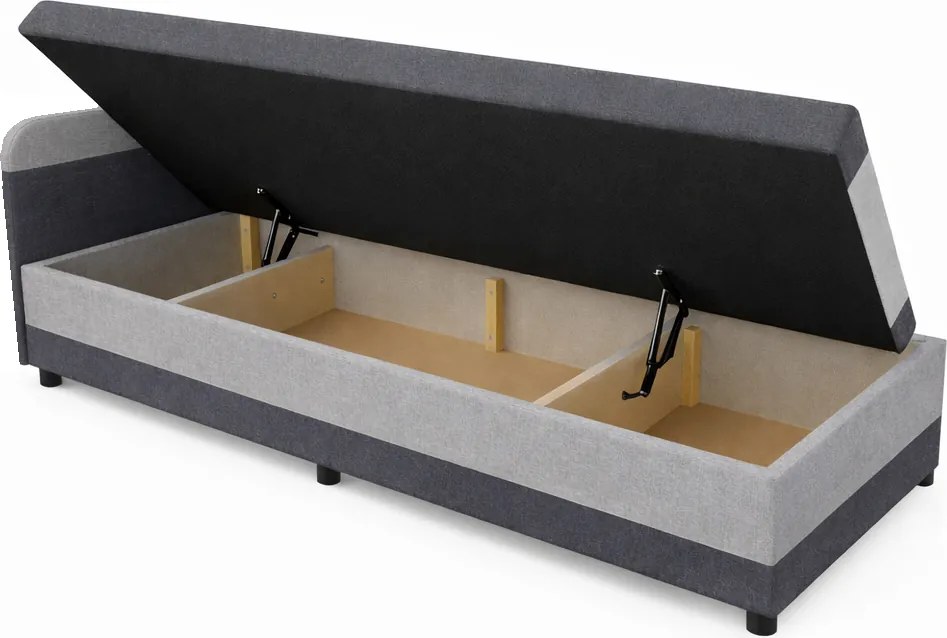 Válenda s úložným prostorem 80x200 OSIRES - tmavě šedá / světle šedá