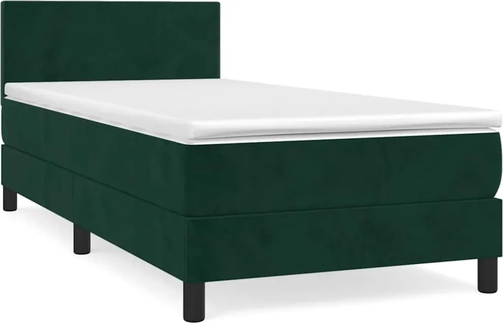 Box spring postel s matrací tmavě zelená 90x190 cm samet 3141158