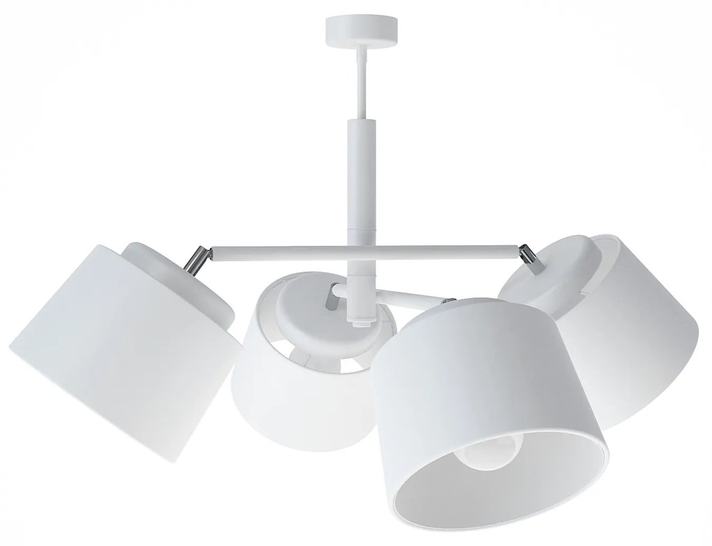 Light for home - Designový kovový bílý  lustr na tyči se čtyřmi bílými textilními stínítky.  60699 "Lefor", 4x60W, E27, Bílá