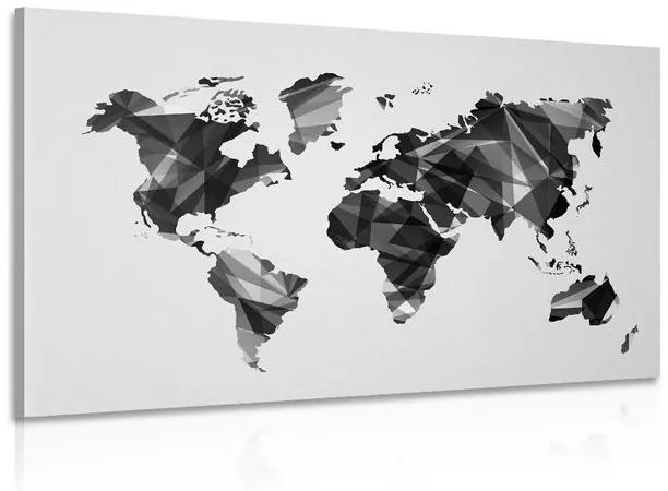 Obraz mapa světa v designu vektorové grafiky v černobílém provedení - 60x40 cm
