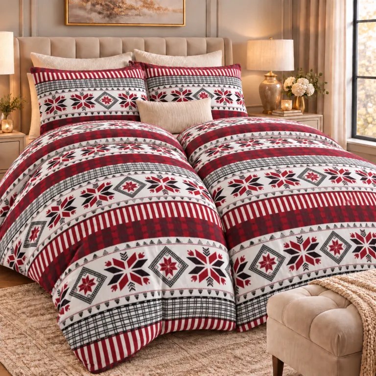 Mikroplyšové povlečení vánočně Nordic 200x140cm+90x70cm TiaHome