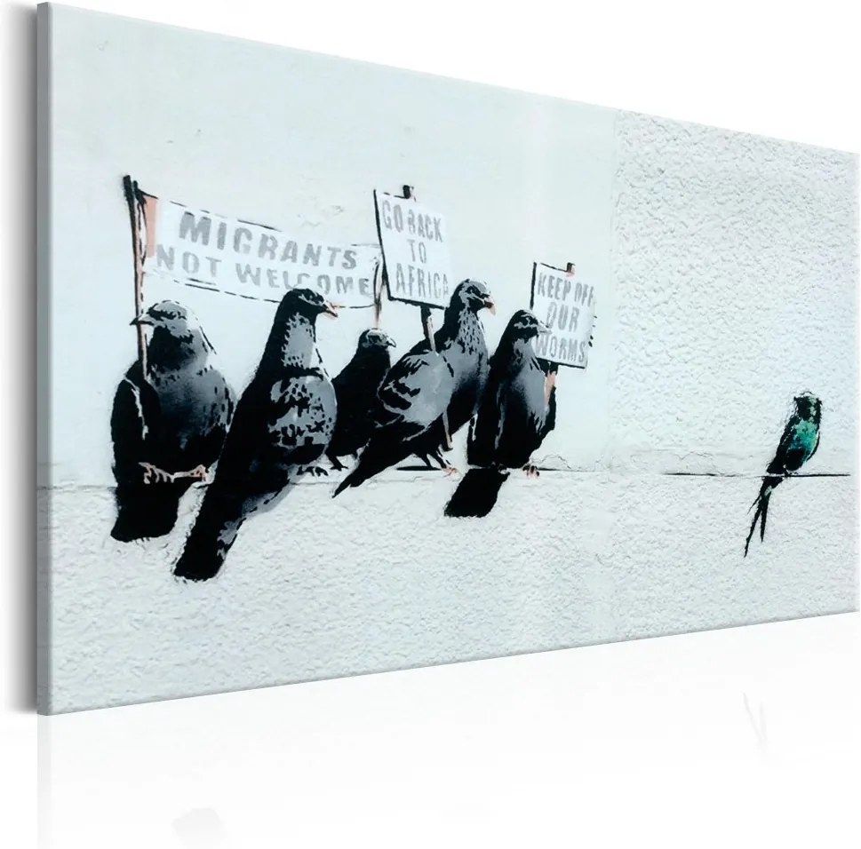 Obraz na plátně Bimago - Protesting Birds by Banksy 90x60 cm