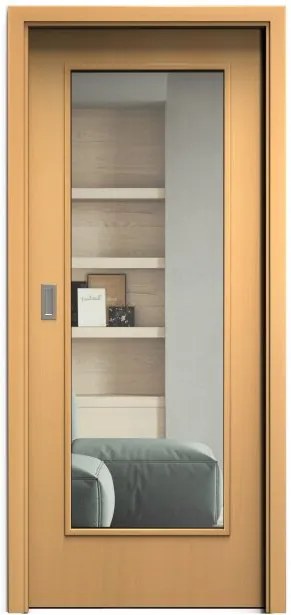 SAPELI ELEGANT KOMFORT M40 - DÝHA - POSUVNÉ DVEŘE VČ. ZÁRUBNĚ - Buk Průchozí šířka (cm): 100, Průchozí výška (cm): 197, Typ skla: Satináto bílé