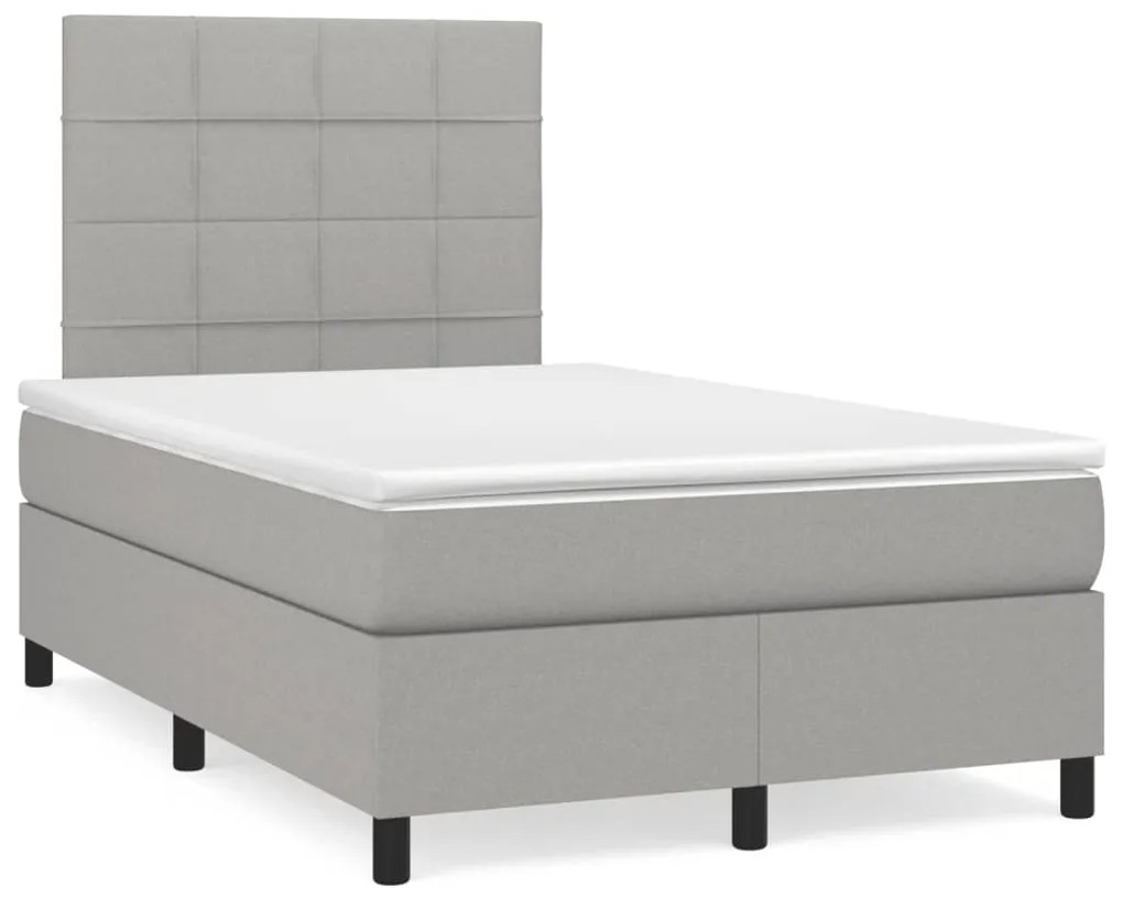 Box spring postel s matrací světle šedá 120x190 cm textil