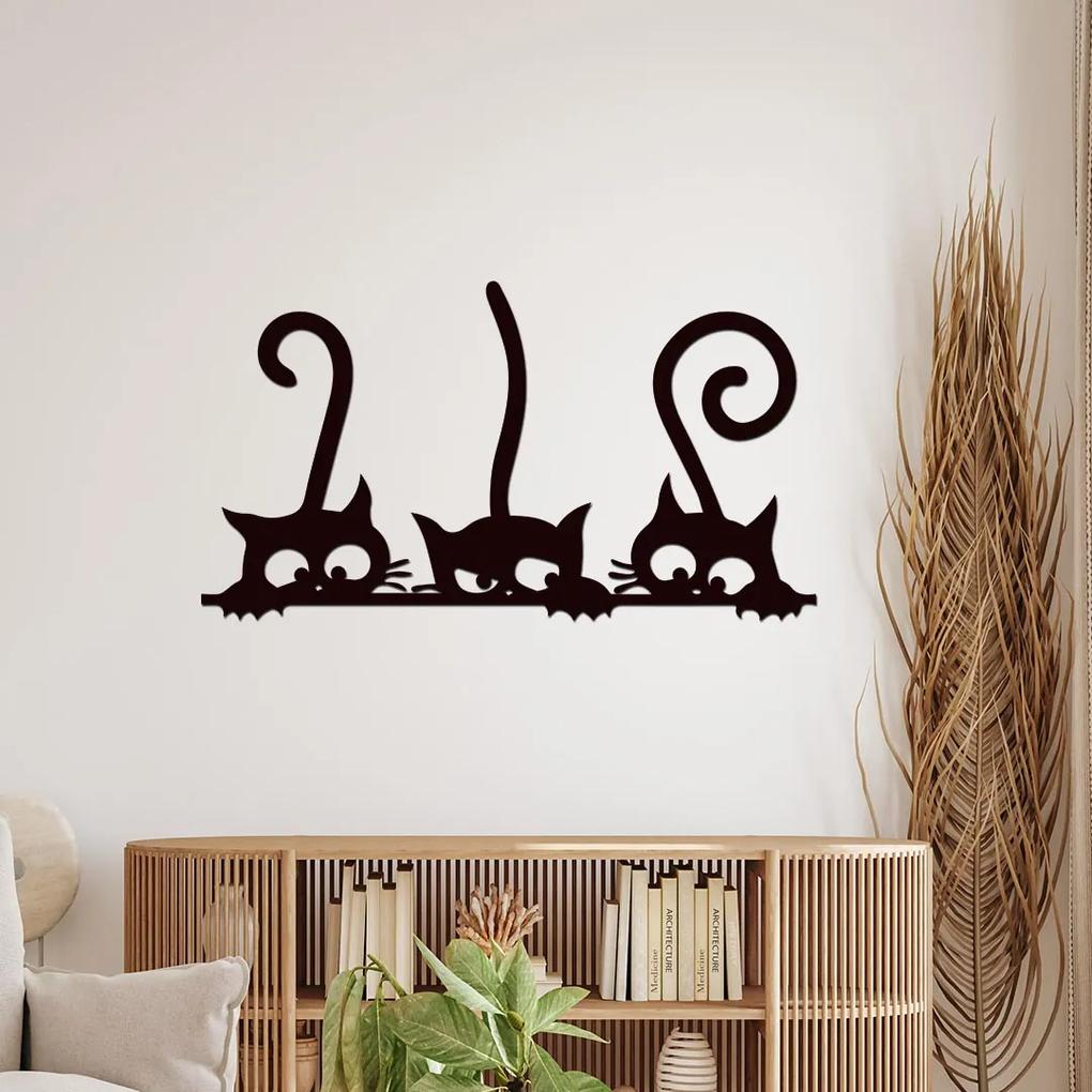 dřevo života Dřevěná dekorace na zeď  Kočičí trio Barevný vzor: Černá, Rozměry (cm): 80x44