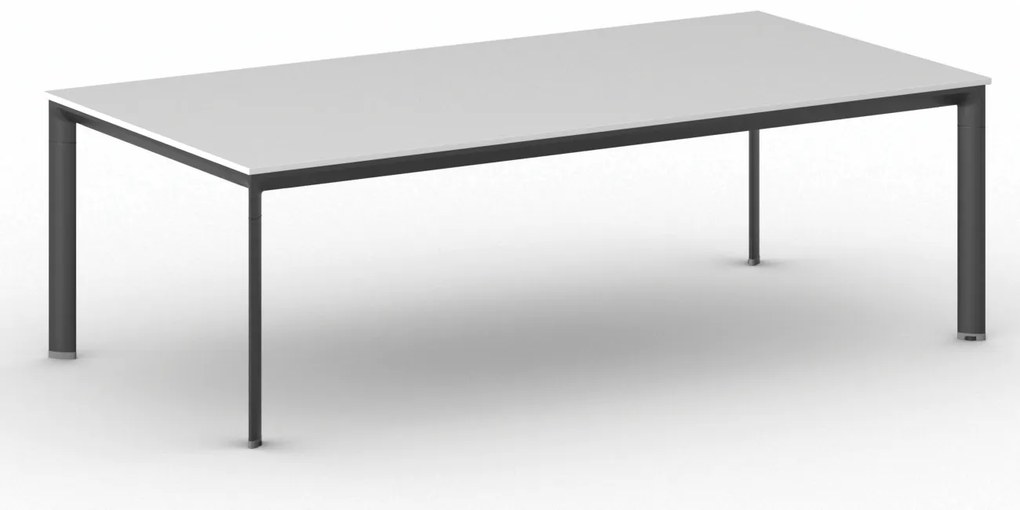 Jednací kancelářský stůl PRIMO INVITATION, 240x120 cm, černá podnož, bílá