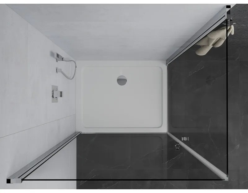 Mexen Pretoria Duo sprchový kout s otočnými dveřmi 80 x 70 cm, Průhledné, Chromovaná + sprchová vanička Flat - 852-080-070-01-02