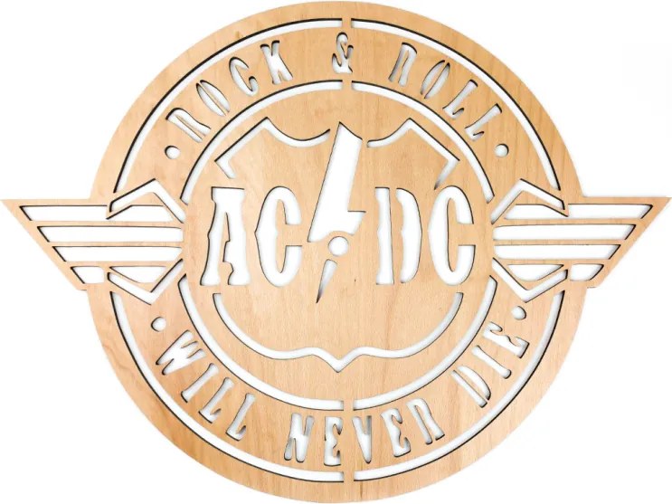 Dřevěná dekorace AC/DC