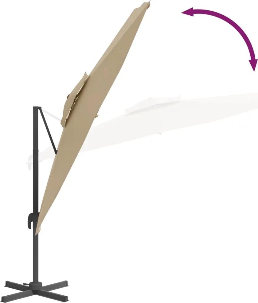 vidaXL Konzolový slunečník s dvojitou stříškou taupe 400 x 300 cm [319950]