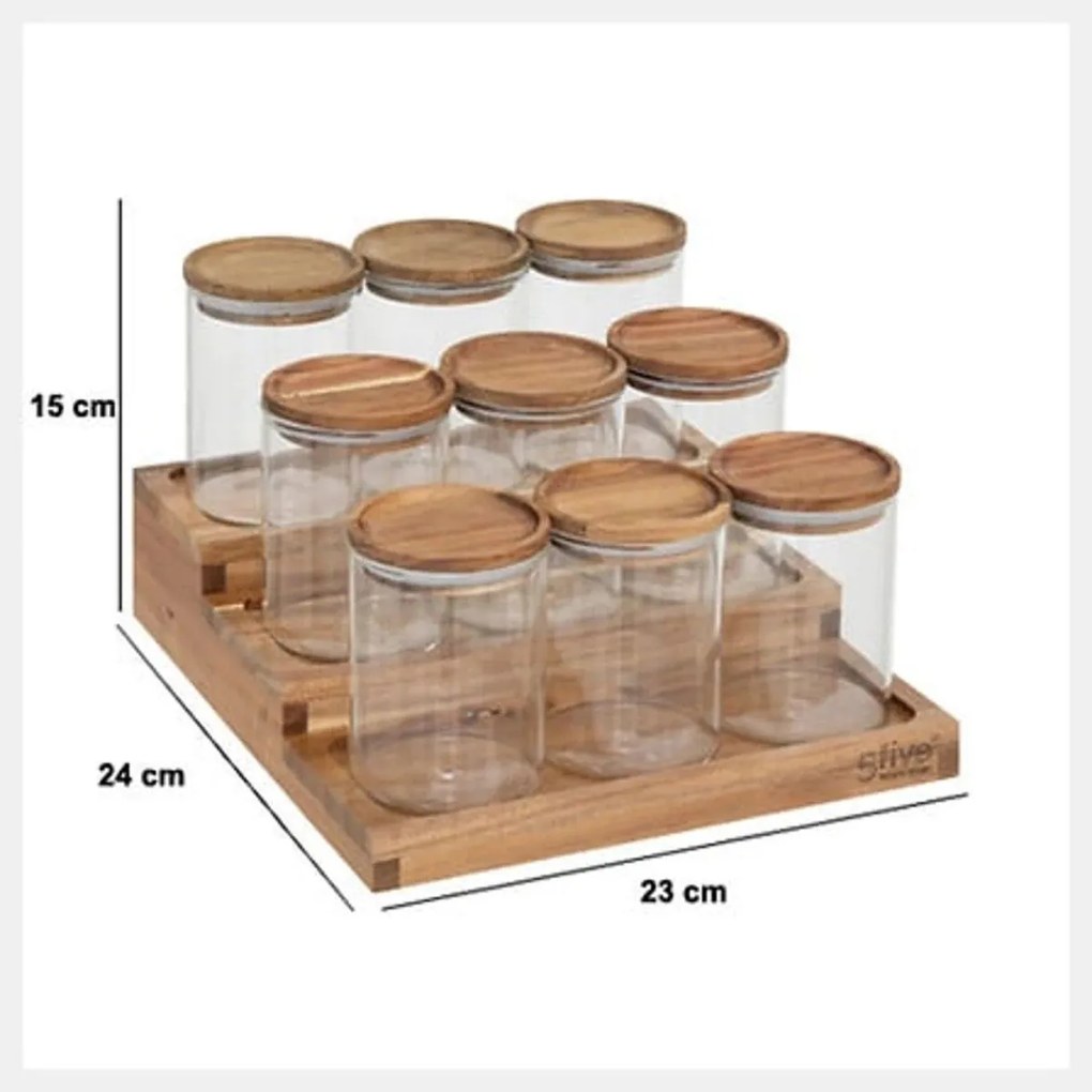 JJA Sada 9ks kořenek s akátovým víčkem (180ml) + schůdky na kořenky AKAT HARMONY