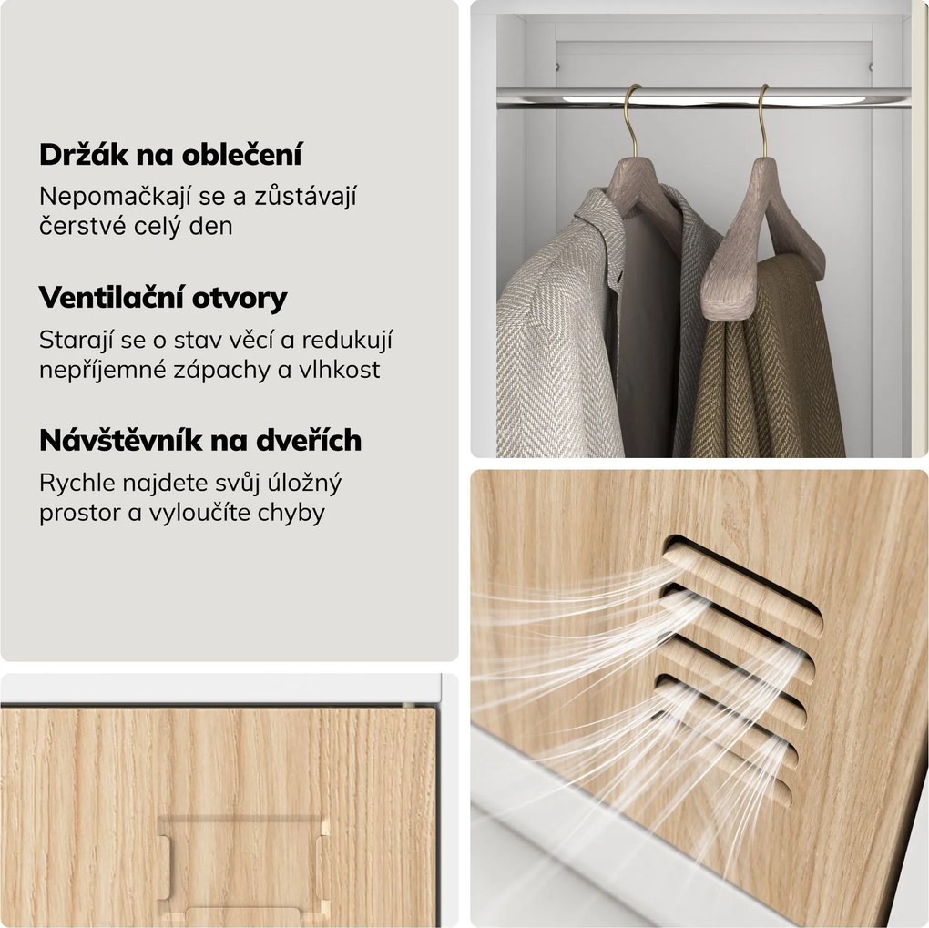 Šatní skříňka BHP, zaměstnanecká, jednotlivá, 2 schránky s tyčí, bílá/dub sonoma, 316,5x1850x450 mm: IGOR 1 Plus Eco Design