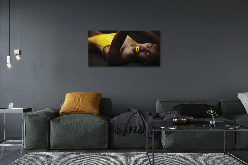Obrazy na plátně Žena žlutá ústa 100x50 cm