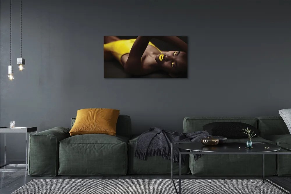 Obrazy na plátně Žena žlutá ústa 120x60 cm