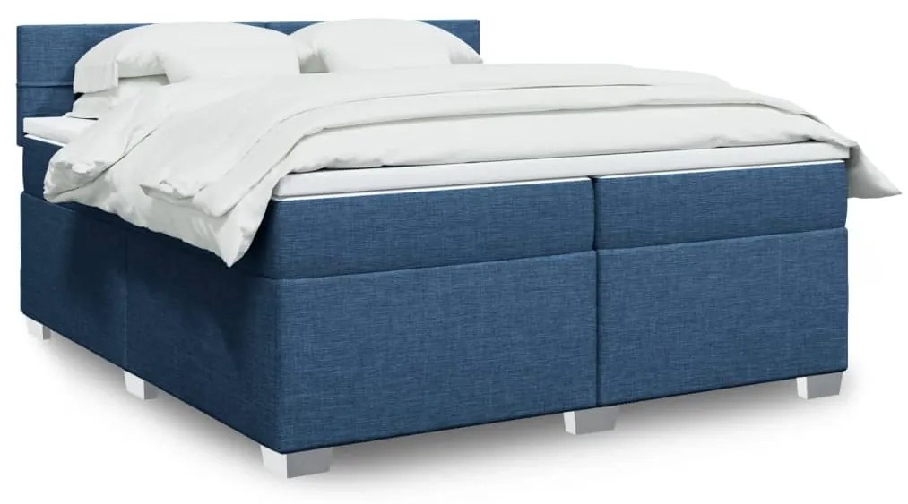 Box spring postel s matrací modrá 200x200 cm textil 3286001