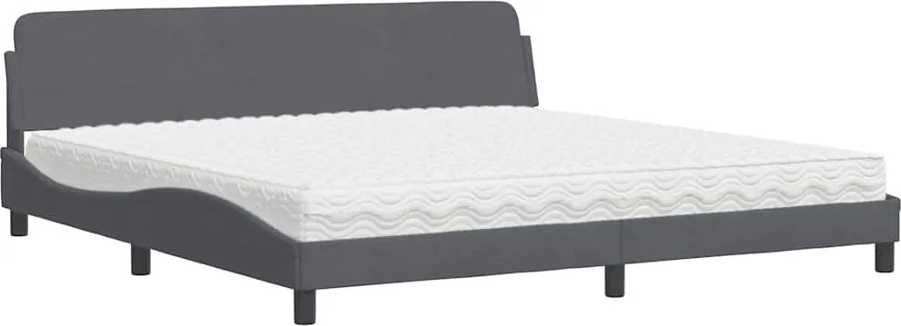 Postel s matrací Dover tmavě šedá 200 x 200 cm samet 3208472
