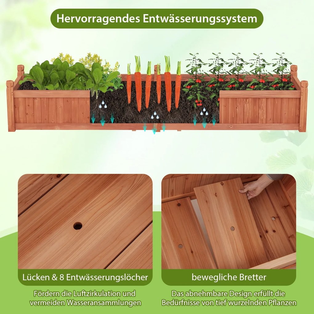 Costway Květinový truhlík vyvýšený záhon dřevěný květináč s přepážkou