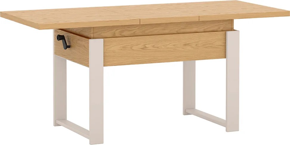 Rozkládací polohovací konferenční stolek HOGO 3v1 | 120-157x62,5-74,5x67 cm | síla horní desky 32 mm | dub bookmatch/nohy kašmír
