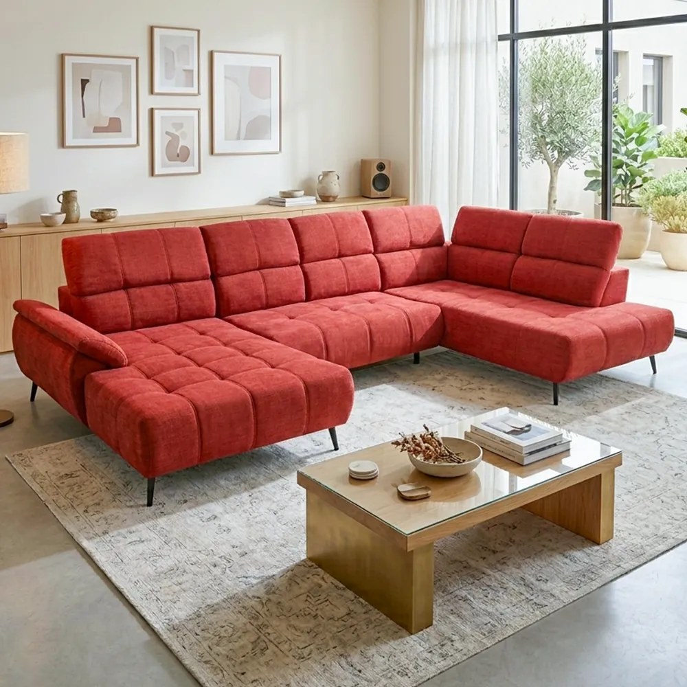 Sedací souprava GANOVA III | 184x375x208 cm | elektrický rozklad + bez úlož. prostoru | VÝBĚR TKANIN
