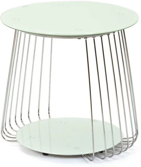 Odkládací stolek Rivoli, kov/bílé sklo