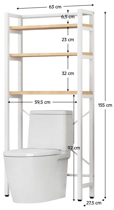 Kondela Regál nad WC, dub natural/bílá, BALRAM