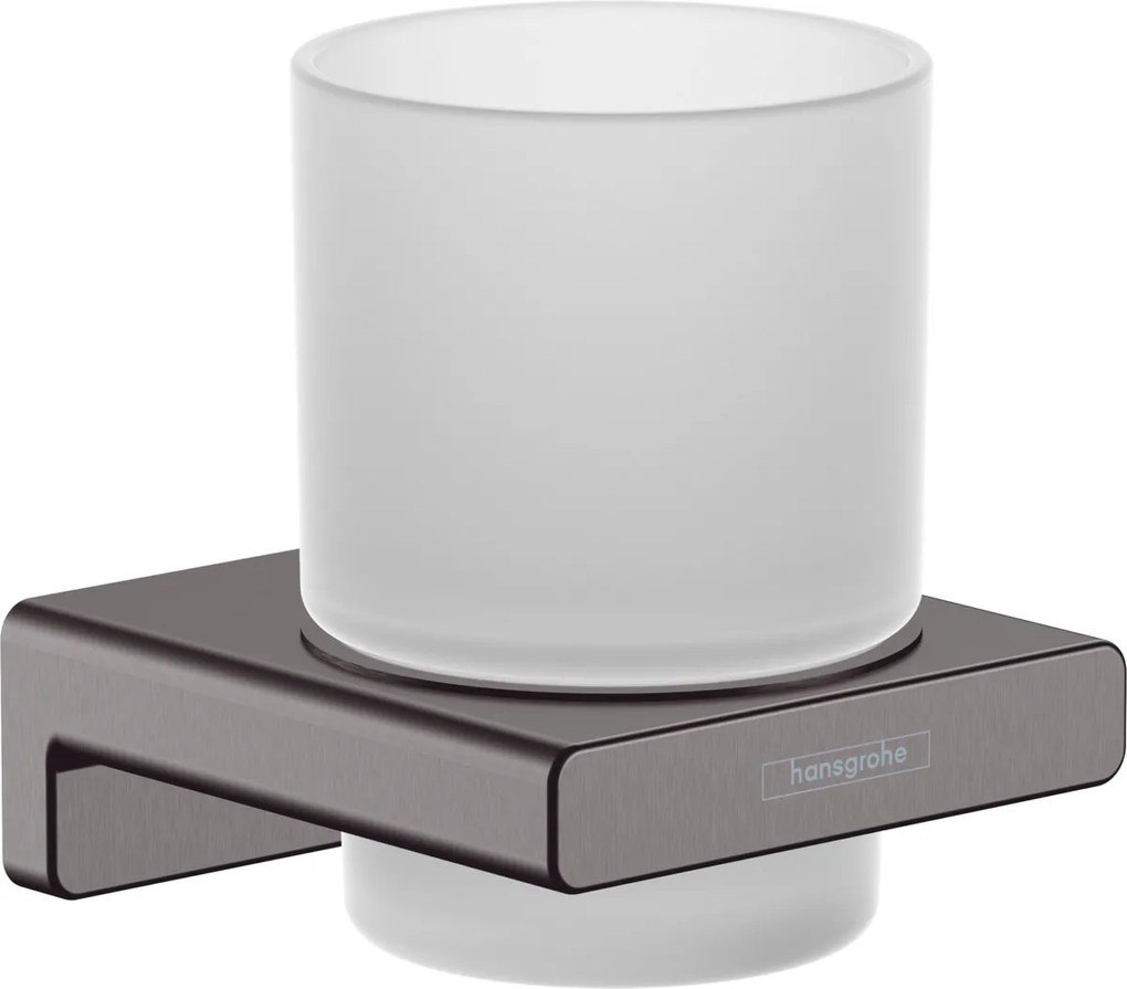 Hansgrohe AddStoris, nádobka na ústní hygienu, kartáčovaný černý chrom, HAN-41749340