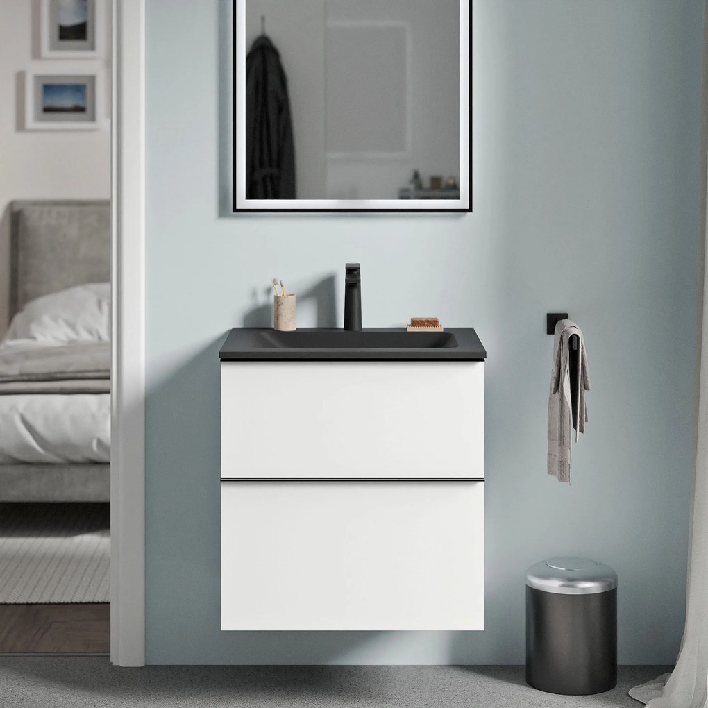 Koupelnová skříňka LAVOA 60 cm s umyvadlem z minerálního odlitku CREAM