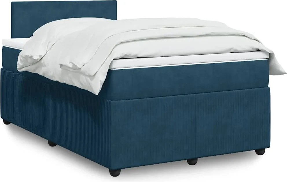 Box spring postel s matrací modrá 120 x 200 cm samet 3290008
