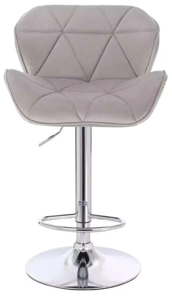 LuxuryForm DESIGN Barová židle MILANO VELUR na stříbrné kulaté podstavě - světle šedá