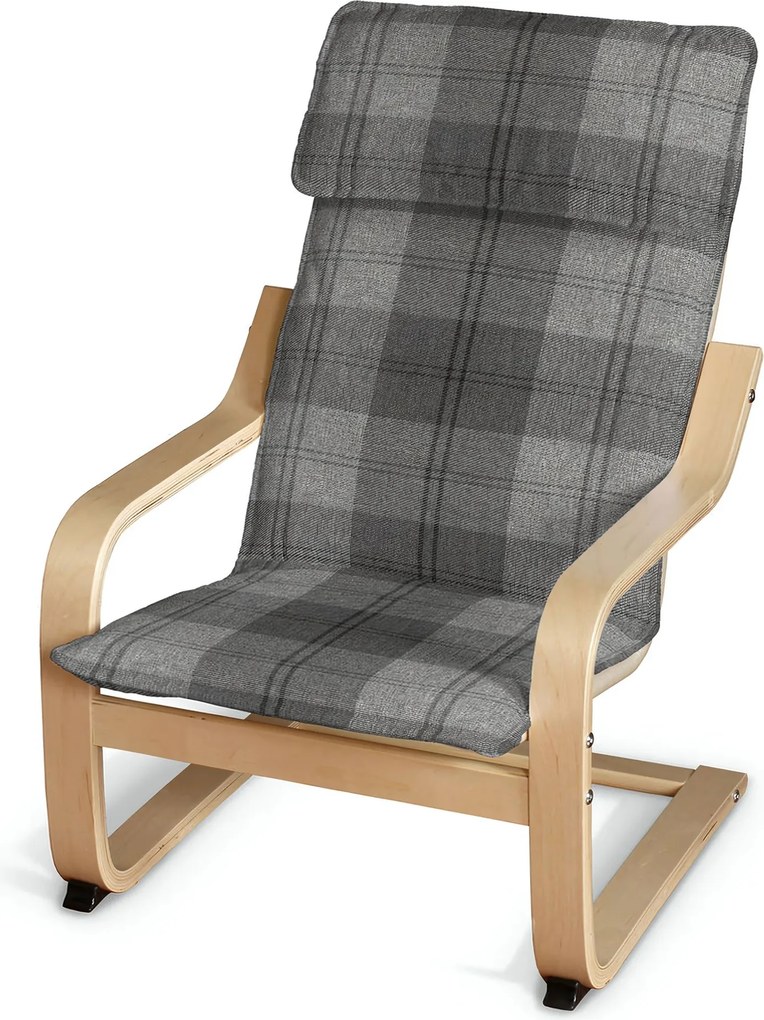 Sedák na dětské křeslo IKEA Poäng barva šedá látka pletený vzor, vzorované