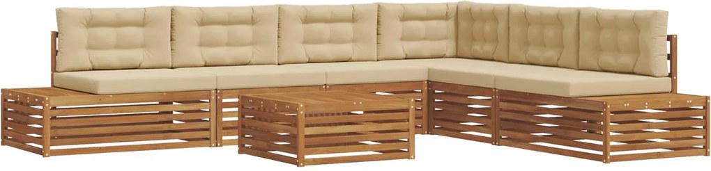 8 ks Venkovní pohovková souprava Přirozená a Béžová 3374108