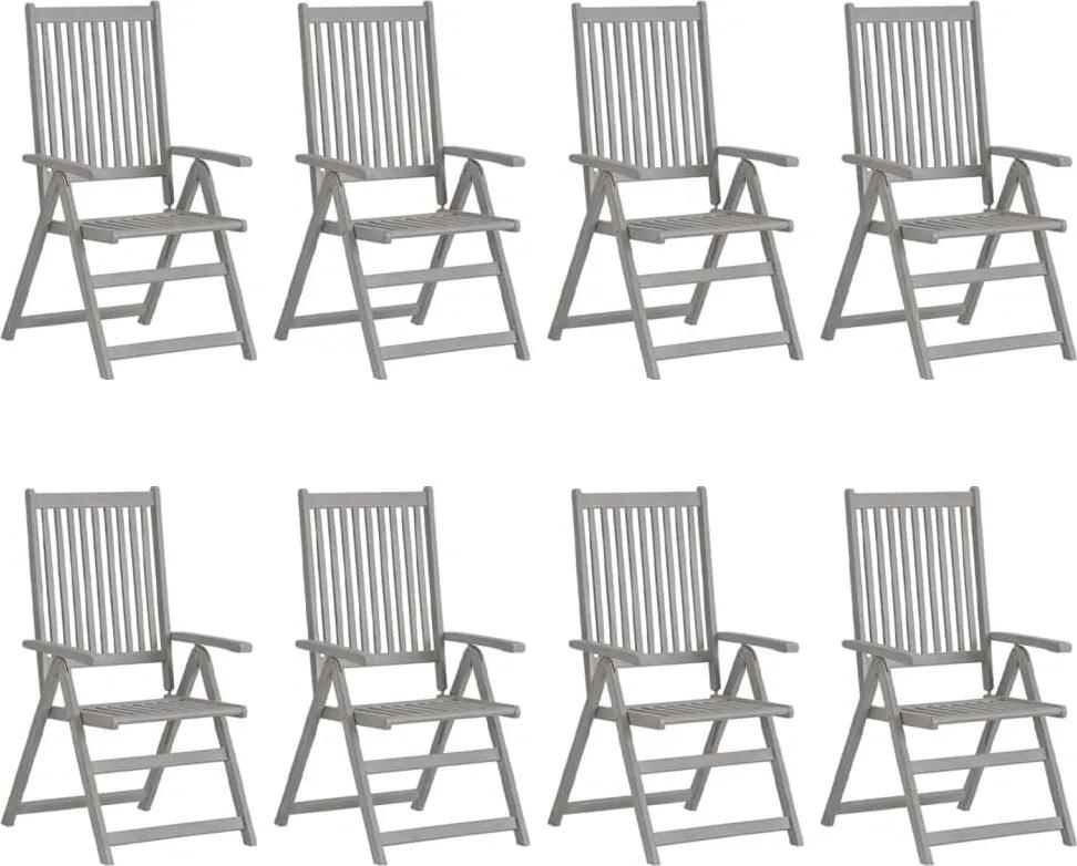 vidaXL Zahradní polohovací židle s poduškami 8 ks akáciové dřevo [3075141] Barva: Béžová