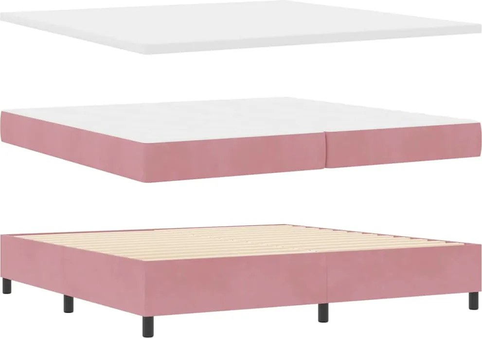 Postel s boxspringem s čelo Růžová 200 x 200 cm samet 3339859