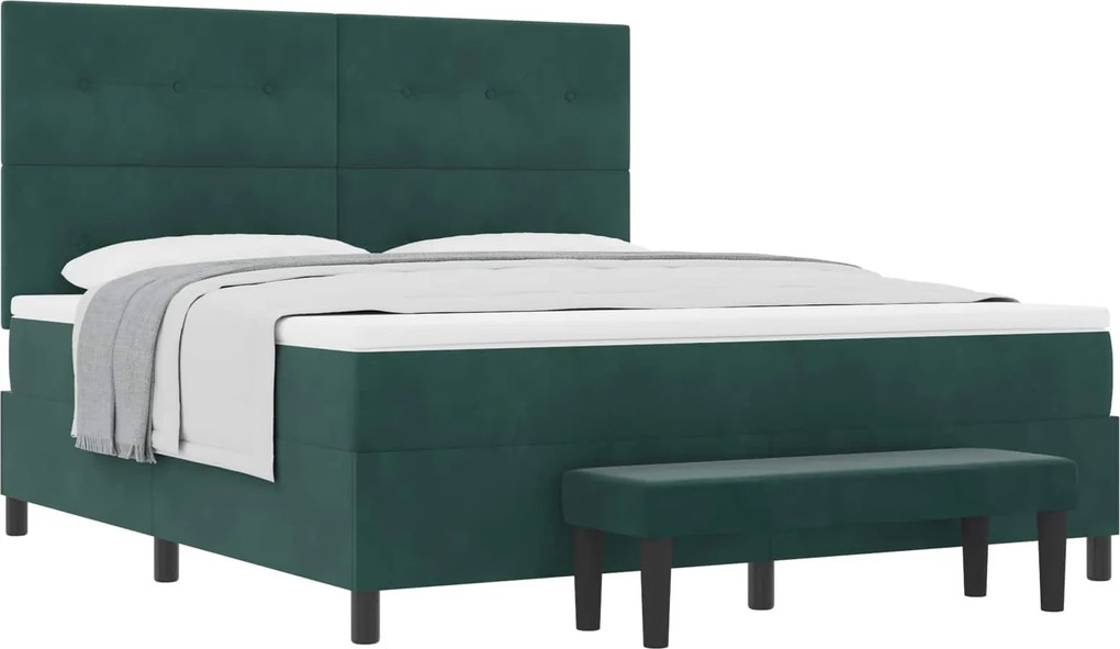 Postel s boxspringem s čelo Tmavě zelená 200 x 180 cm samet 3344531