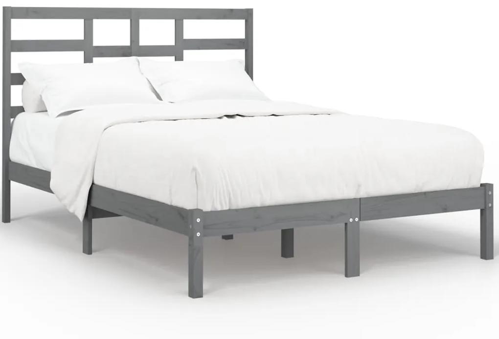 Rám postele šedý masivní dřevo 160 x 200 cm,  3105807