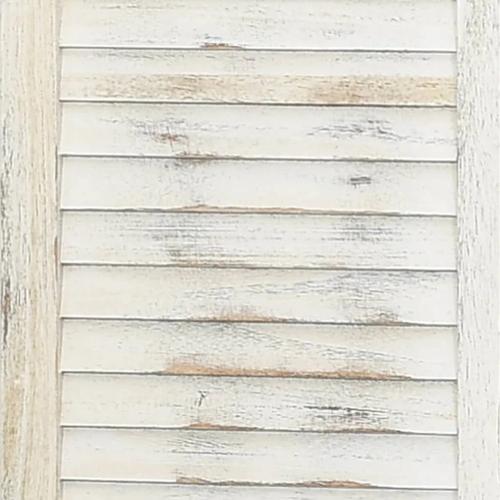 5dílný paraván bílý s patinou 178,5 x 166 cm masivní dřevo,  338572