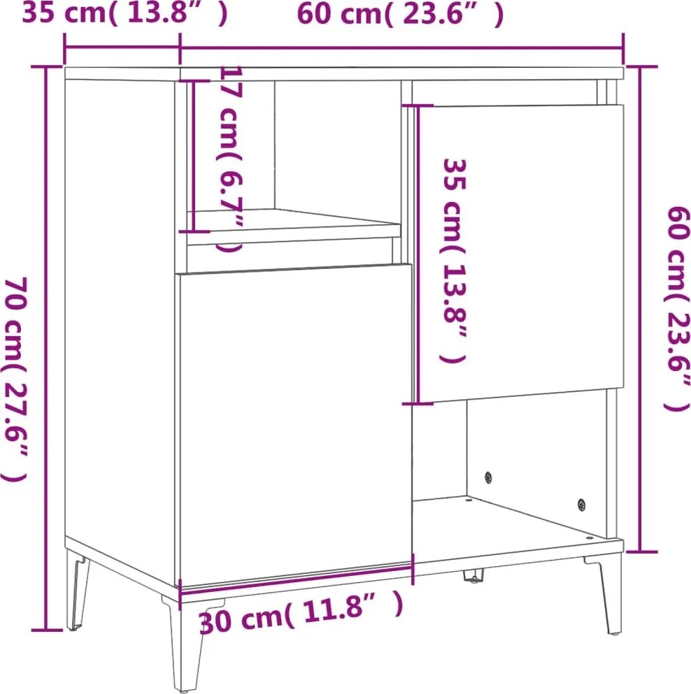 vidaXL Příborníky 2 ks 60 x 35 x 70 cm kompozitní dřevo [3185728] Barva: Černá