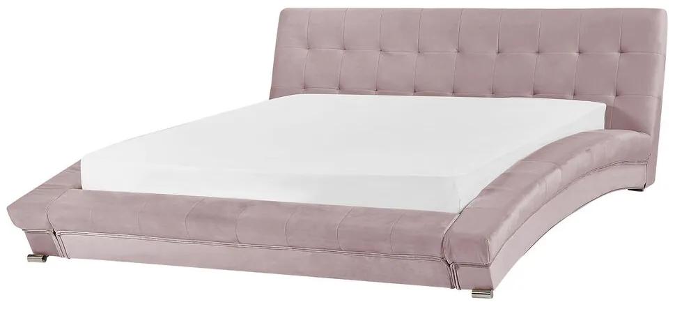 Čalouněná sametová postel v růžové barvě 160 x 200 cm LILLE Beliani